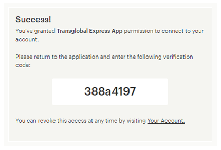 Linking your Etsy store to Transglobal Express